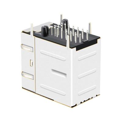 China LPJ17402AENL 10/100 Base-T 2X1 Port RJ45 Jack Magnético Tab Ambos LED verde/amarelo à venda