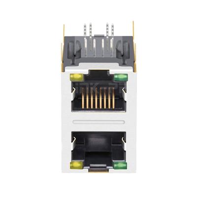 Cina LPJM17012BHNL 10G Base-T 2X1 Port RJ45 Connector femminile con LED verde/giallo magnetici integrati in vendita