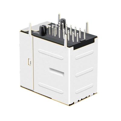 Cina LPJM17012BHNL 10G Base-T 2X1 Port RJ45 Connector femminile con LED verde/giallo magnetici integrati in vendita