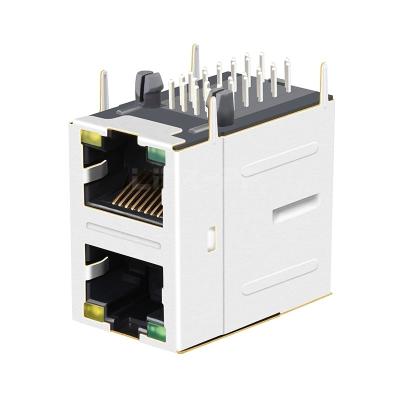 Cina LPJM17012BHNL 10G Base-T 2X1 Port RJ45 Connector femminile con LED verde/giallo magnetici integrati in vendita