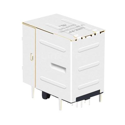 Cina LPJM17012BHNL 10G Base-T 2X1 Port RJ45 Connector femminile con LED verde/giallo magnetici integrati in vendita
