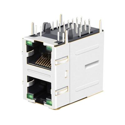 China LPJG17039AFNL 1000 Base-T 2X1 Port RJ45 Jack Ethernet Connector Verde/Verde LED à venda