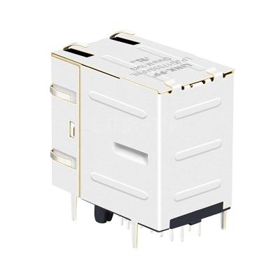 China LPJG17039AFNL 1000 Base-T 2X1 Port RJ45 Jack Ethernet Connector Verde/Verde LED à venda