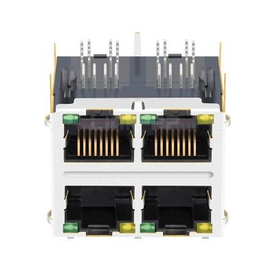 Cina XFMRS XFVOIP5E-STKVDxu4-4 Compatibile LINK-PP LPJ27401ADNL 10/100 Base-T LED giallo/verde 2x2 Port RJ45 Female Connector in vendita