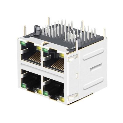 Cina XFMRS XFVOIP5E-STKVDxu4-4 Compatibile LINK-PP LPJ27401ADNL 10/100 Base-T LED giallo/verde 2x2 Port RJ45 Female Connector in vendita