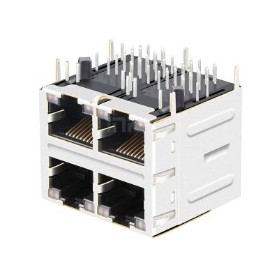 Cina LPJ27003-9A4NL 10/100 Base-T Tab Up Green&Yellow/Green&Yellow LED 2X2 Port RJ45 connettore in vendita