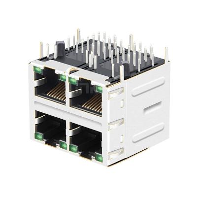 中国 Belfuse 0879-2G2R-Y9 コンパティブル LINK-PP LPJ27081AFNL 10/100 ベース-T 8p8c グリーン/グリーン LED 2x2 ポート Cat5 RJ45 ジャック 販売のため
