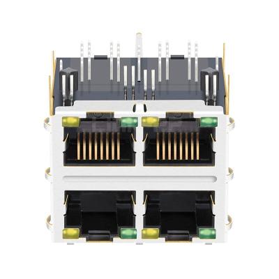 Cina LPJG27020AENL 1000 Base-T 2x2 Port 8P8C RJ45 Magnetics Modular Jack Verde/Giallo LED in vendita