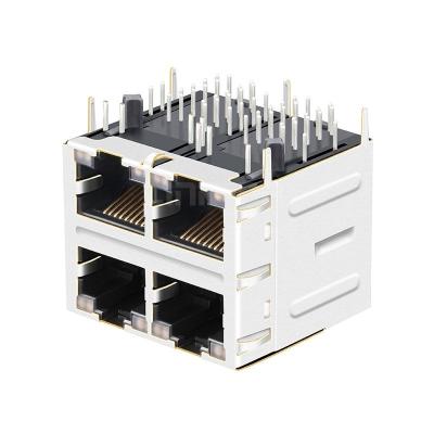 Cina Belfuse 0879-2C2R-DA Compatibile LINK-PP LPJG27037A4NL 10/100/1000 Base-T 8p8c Verde e Giallo/Verde e Giallo LED 2x2 Port Cat6 Jack modulare in vendita