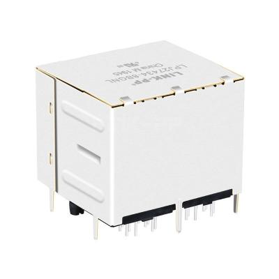 Cina LPJ27434-8BGNL 10/100 Base-T Tab Up giallo/verde LED 2X2 Port Shielded Modular Jack RJ45 Connector femminile in vendita