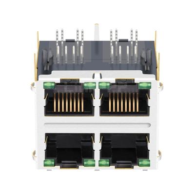 Cina LPJ27434AFNL 10/100 Base-T Tab Up Verde/Verde LED 2X2 Port Modular Jack RJ45 8 Pin Connector in vendita
