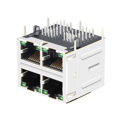 Cina LPJ27434AFNL 10/100 Base-T Tab Up Verde/Verde LED 2X2 Port Modular Jack RJ45 8 Pin Connector in vendita