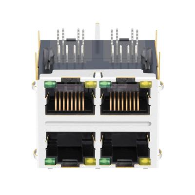 Cina LPJG27561AGNL 2x2 Port Jacks RJ45 Connector 1000 Base-T Con Magneticità Integrata Giallo/Verde LED in vendita