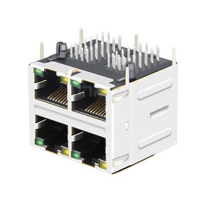 Cina LPJG27561AGNL 2x2 Port Jacks RJ45 Connector 1000 Base-T Con Magneticità Integrata Giallo/Verde LED in vendita
