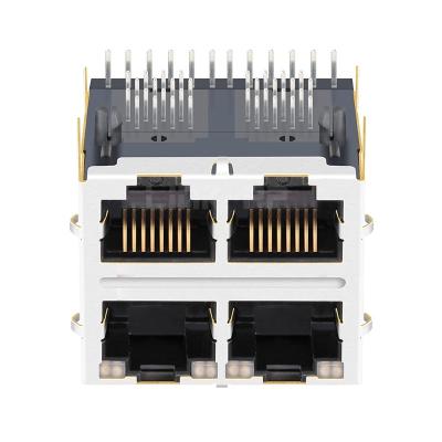 Cina Pulse J20-0013 Compatibile LINK-PP LPJ27312A43NL 10/100 Base-T 8p8c Verde e Giallo/Verde e Giallo LED 2x2 Port RJ45 Network Connector in vendita