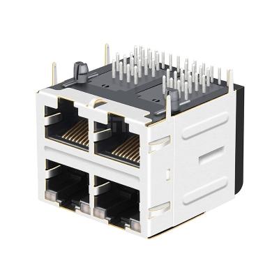 Cina Pulse J20-0013 Compatibile LINK-PP LPJ27312A43NL 10/100 Base-T 8p8c Verde e Giallo/Verde e Giallo LED 2x2 Port RJ45 Network Connector in vendita