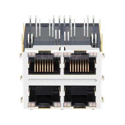 Cina Impulso JXC0-0351NL Compatibile LINK-PP LPJG27747A4NL 100/1000 Base-T Green&Yellow/Green&Yellow Led 2x2 Port Stacked RJ45 Connectors in vendita