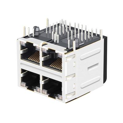 Cina Impulso JXC0-0351NL Compatibile LINK-PP LPJG27747A4NL 100/1000 Base-T Green&Yellow/Green&Yellow Led 2x2 Port Stacked RJ45 Connectors in vendita