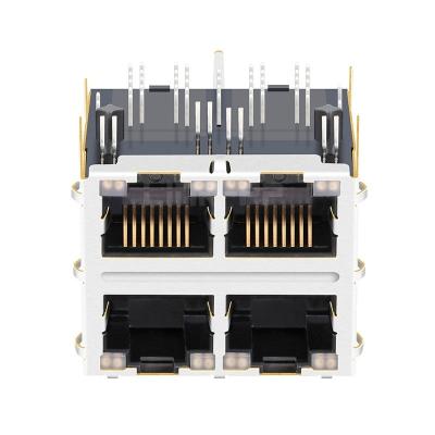 Cina Belfuse 0879-2C2R-54 Compatibile LINK-PP LPJG27037A4NL 100/1000 Base-T G&Y/G&Y Led 2x2 Port Panel Mount RJ45 Connector femminile in vendita