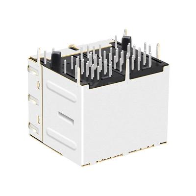 Cina Belfuse 0879-2C2R-54 Compatibile LINK-PP LPJG27037A4NL 100/1000 Base-T G&Y/G&Y Led 2x2 Port Panel Mount RJ45 Connector femminile in vendita