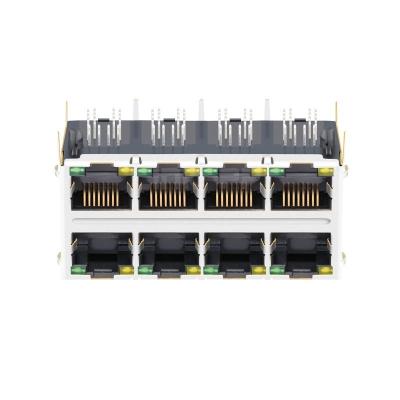 Cina 10/100 Base-T Tab Up LED giallo/verde 2X4 Port Ethernet RJ45 Jack modulare in vendita