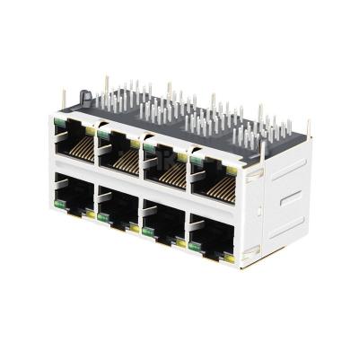 Cina 10/100 Base-T Tab Up LED giallo/verde 2X4 Port Ethernet RJ45 Jack modulare in vendita
