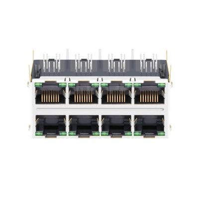 Cina LPJ47403AWNL 10/100 Base-T 2X4 Port Ethernet RJ45 Jacks Tab Up Green/Green LED in vendita