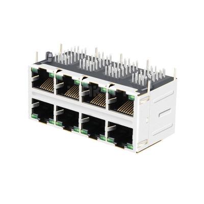 Cina LPJ47403AWNL 10/100 Base-T 2X4 Port Ethernet RJ45 Jacks Tab Up Green/Green LED in vendita