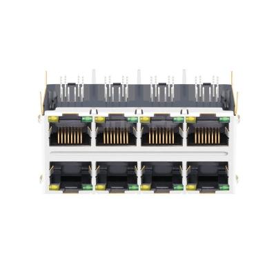 Cina 10/100 Base-T Tab Up Verde/Giallo LED 2X4 Porta 8P8C RJ45 Jack in vendita