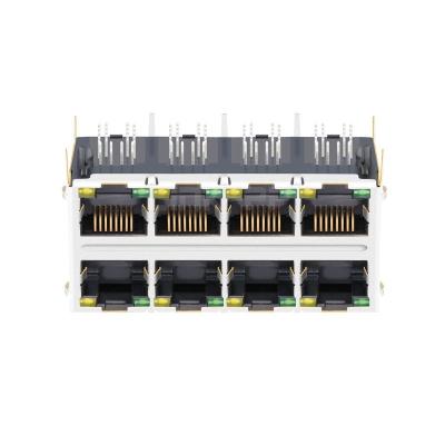 Cina XFMRC XFGIGH-STKVDGY8-4 Compatibile LPJG47561AENL 1000 Base-T 2x4 Port rj45 Jacks 10p10c Verde/Giallo LED in vendita