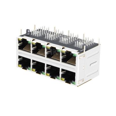 Cina XFMRC XFGIGH-STKVDGY8-4 Compatibile LPJG47561AENL 1000 Base-T 2x4 Port rj45 Jacks 10p10c Verde/Giallo LED in vendita