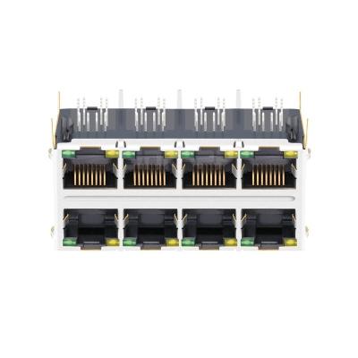 Cina XFMRC XFGIGH-STKVDYG8-4 LINK-PP compatibile LPJG47561ADNL 10/100/1000 Base-T 10p10c LED giallo/verde 2x4 Port Cat6 RJ45 connettore in vendita