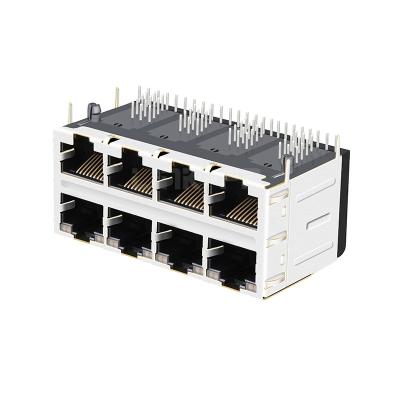 Cina Pulse JX20-0254NL Compatibile LINK-PP LPJ47335A48NL 10/100 Base-T Verde&Arancio/Verde&Arancio Led 2x4 Port RJ45 Connector Ethernet in vendita