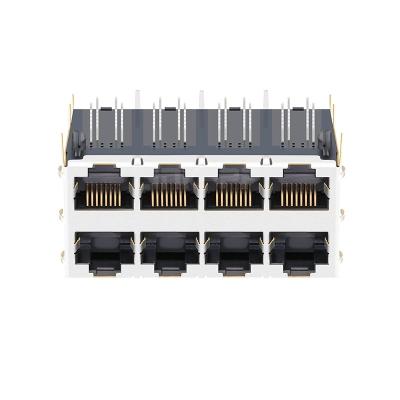 Cina LPJM49030CNL 5G Base-T 2x4 Port POE RJ45 connettore con magneti integrati senza led in vendita