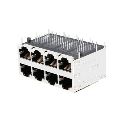 Cina LPJM49030CNL 5G Base-T 2x4 Port POE RJ45 connettore con magneti integrati senza led in vendita