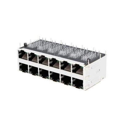 中国 LPJG67537A8NL-2 1000 ベース-T 2x6 ポート ギガビット イーサネット 8 コア 非 PoE シングル ポート RJ45 接続器 販売のため