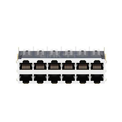 中国 LPJG67537CNL 100/1000 ベース-T 無LED 2x6 ポート 10P8C 積み重ねたRJ45接続器 販売のため