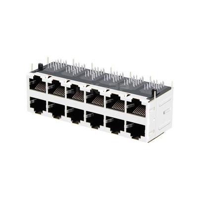 中国 LPJG67537CNL 100/1000 ベース-T 無LED 2x6 ポート 10P8C 積み重ねたRJ45接続器 販売のため