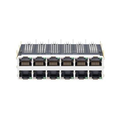Cina LPJM67461AHNL 2.5G Base-T 2x6 Port RJ45 Jack con trasformatore LED verde/giallo in vendita