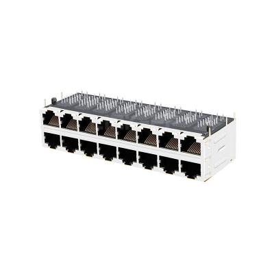 中国 LPJG87012CNL 1000 Base-T イーサネット RJ45 2x8 ポート 電磁コネクタ 販売のため