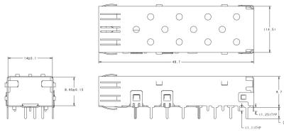 Cina 2227303-1 SFP Cage Connector Solder Through Hole Right Angle 4 Gb/s senza tubo di luce in vendita