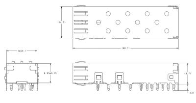 Cina 2227023-1 Posizione SFP Cage Connector Press-Fit Through Hole Right Angle Shielded No Light Pipe in vendita