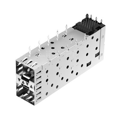 Cina LP21AC02101 2x1 SFP Cage Connector Press-Fit con tubo di luce interno/esterno in vendita