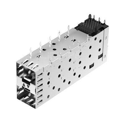 Cina LP21AC02201 2x1 Port SFP Cage Connector Press-Fit con tubo di luce interno in vendita