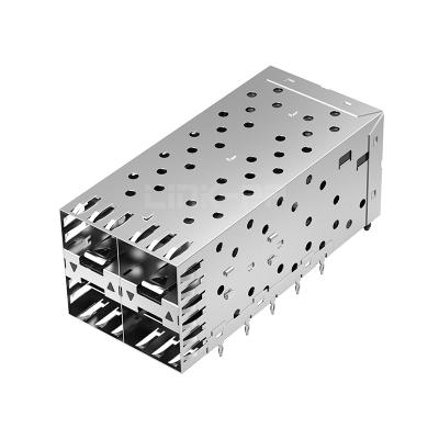 Cina LP22AC01301 2x2 Port SFP Cage Connector Press-Fit con tubo di luce esterno in vendita