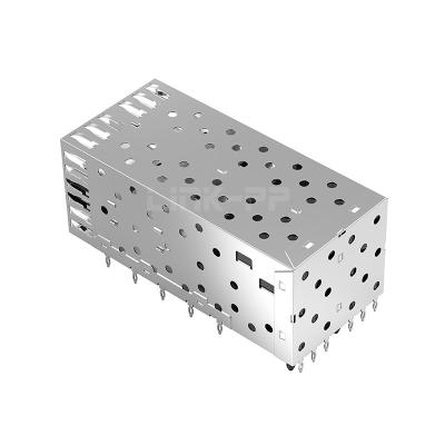 Cina LP22AC01301 2x2 Port SFP Cage Connector Press-Fit con tubo di luce esterno in vendita