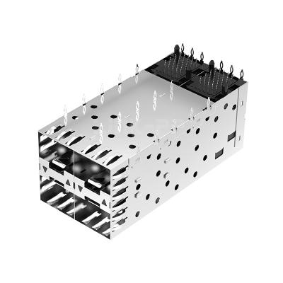 Cina LP22AC01301 2x2 Port SFP Cage Connector Press-Fit con tubo di luce esterno in vendita