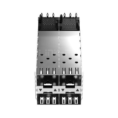 Cina LP22AC01301 2x2 Port SFP Cage Connector Press-Fit con tubo di luce esterno in vendita