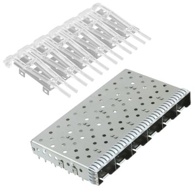 Cina TE 2110742-1 SFP+ Cage Ganged (1 x 6) connettore molle esterne inclusa Lightpipe in vendita