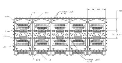 Cina 1-2132403-5 SFP+ Cage Assembly 2x5 Port con connettore integrato 16 Gb/s Lightpipe incluso in vendita